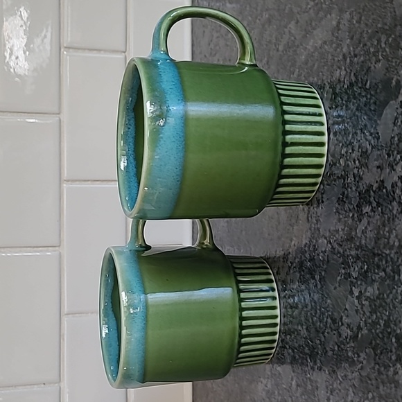 Vintage | Dining | Vintage Retro Dipped Glaze Mugs Set Of 2 | Poshmark